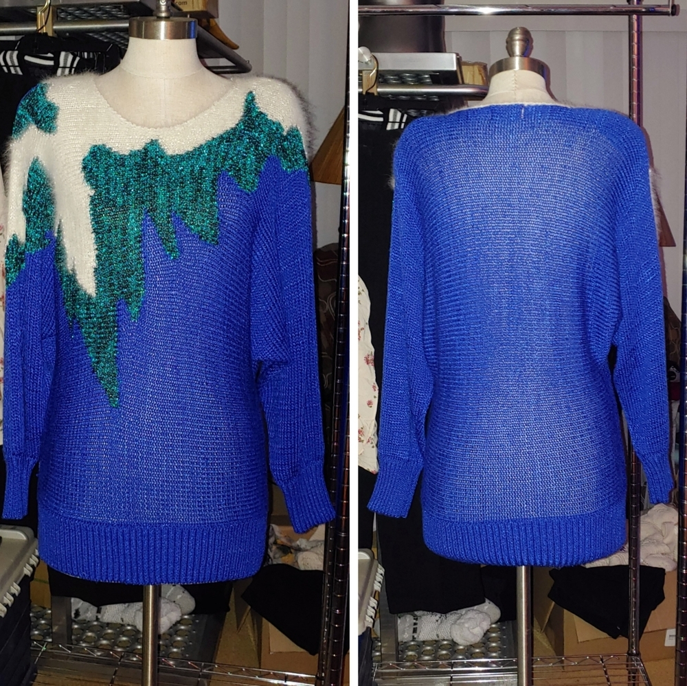 Vintage Christine 80's Angora Blend Blue Sweater - Gem